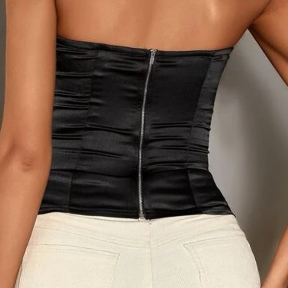 Tops | Black Zip Up Corset | Poshmark